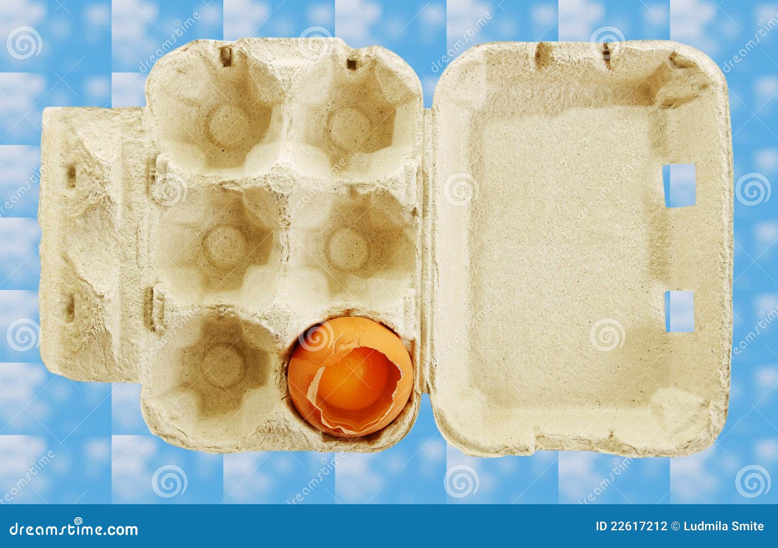 Broken egg in a box. stock photo. Image of blue, carton - 22617212