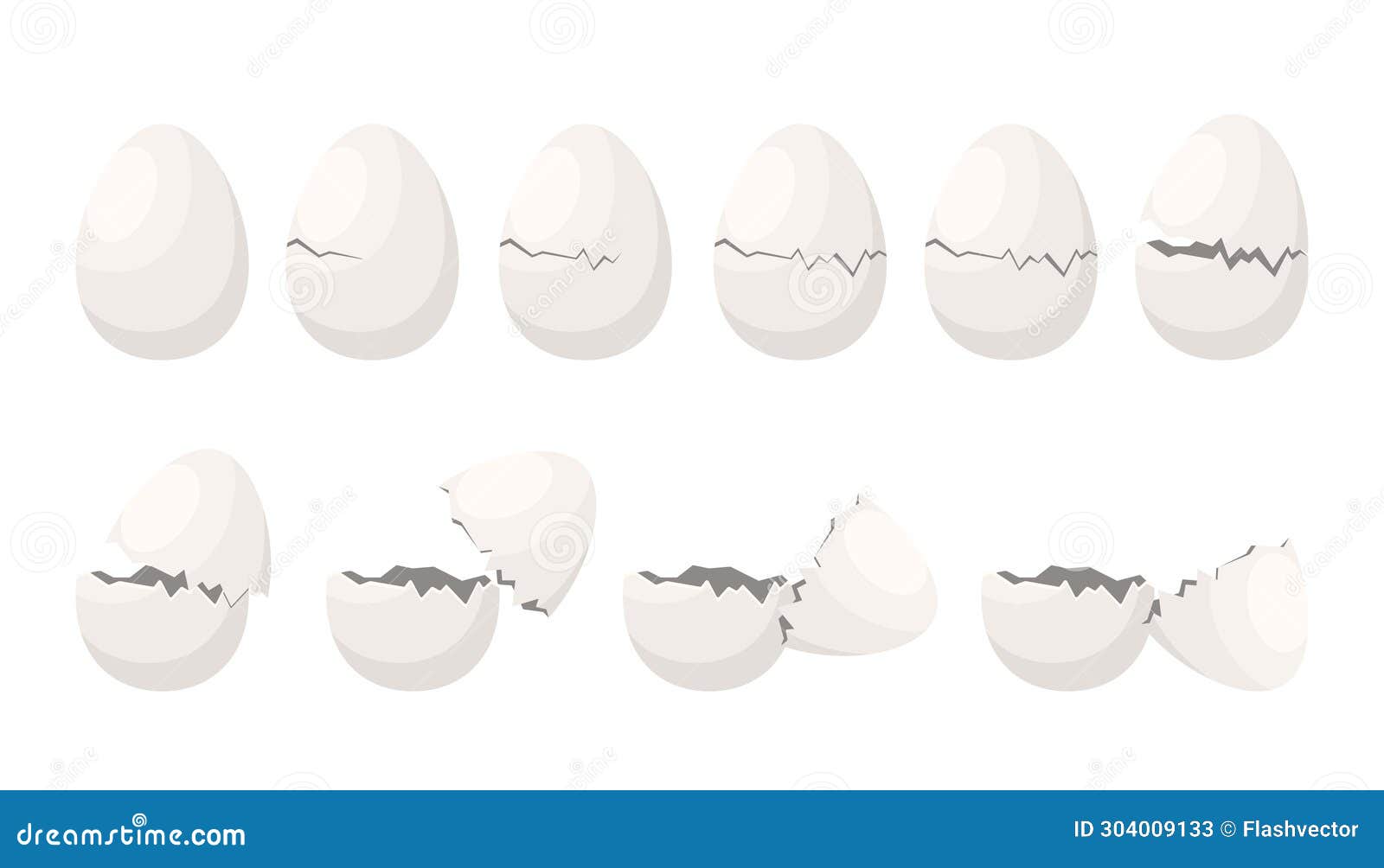 Broken Egg Set, Sequence Game Animation, Shell Crack Steps from Whole ...