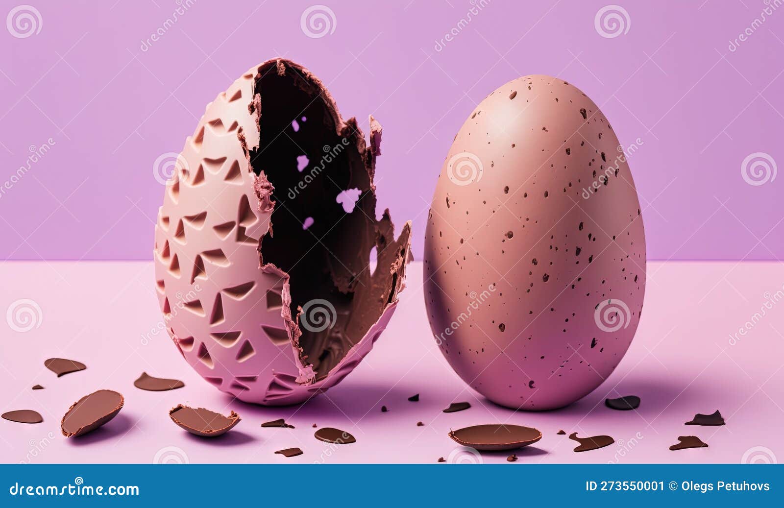 A Broken Egg Shell and a Broken Egg Shell on a Pink Surface with Broken ...