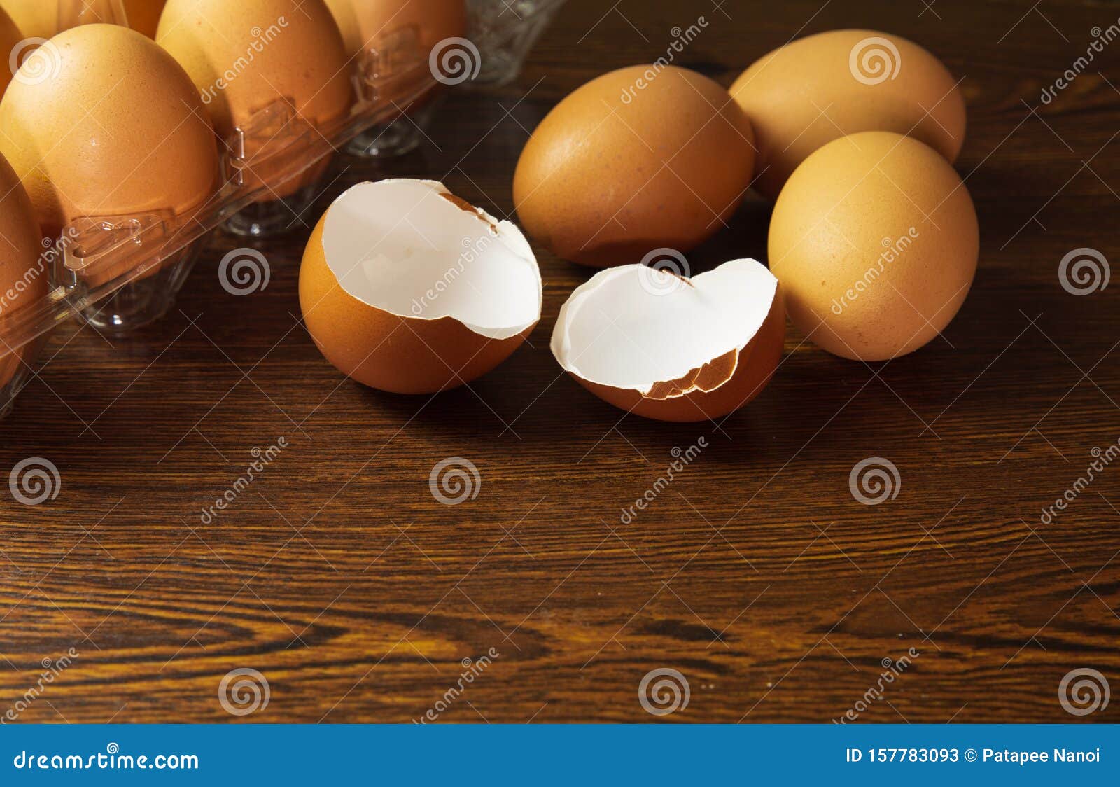 Broken Egg Shells and Fresh Egg Stock Image - Image of equipment ...