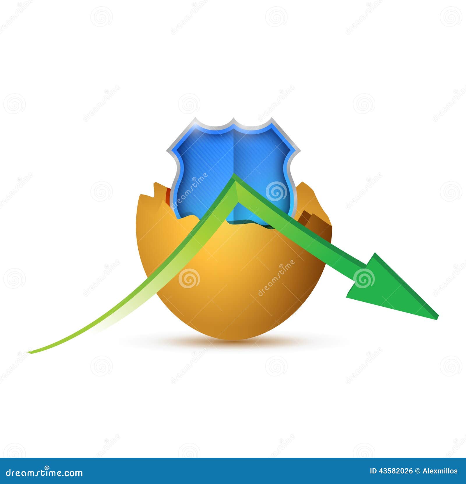 Broken Egg Shield and Arrow Illustration Design Stock Illustration ...