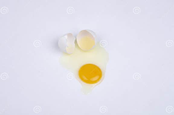 Broken Egg on White Background. Stock Photo - Image of light, white ...