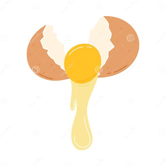 Broken Egg with Yolk. Flat Vector Illustration Stock Vector ...