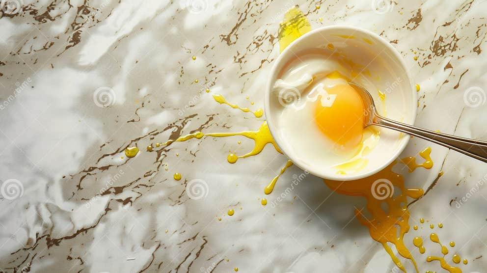 Broken Egg with Yolk and Shell on Marble Surface Stock Photo - Image of ...