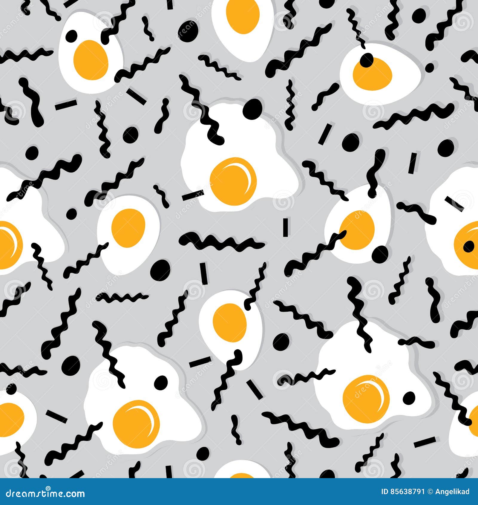 Broken Eggs Seamless Pattern. Scrambled Eggs. Breakfast Background ...