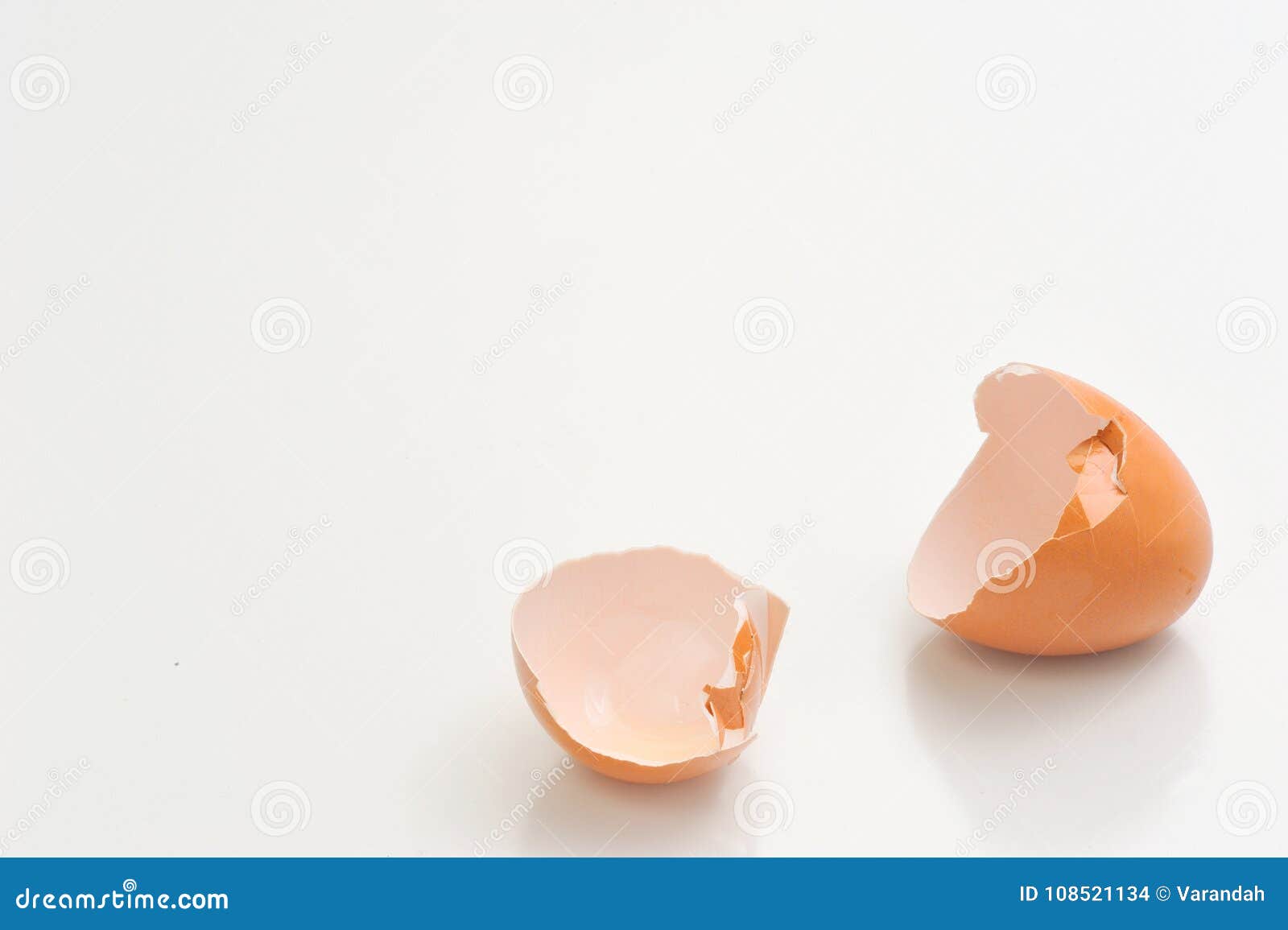 Broken Eggshells with Space White Background Stock Photo - Image of ...