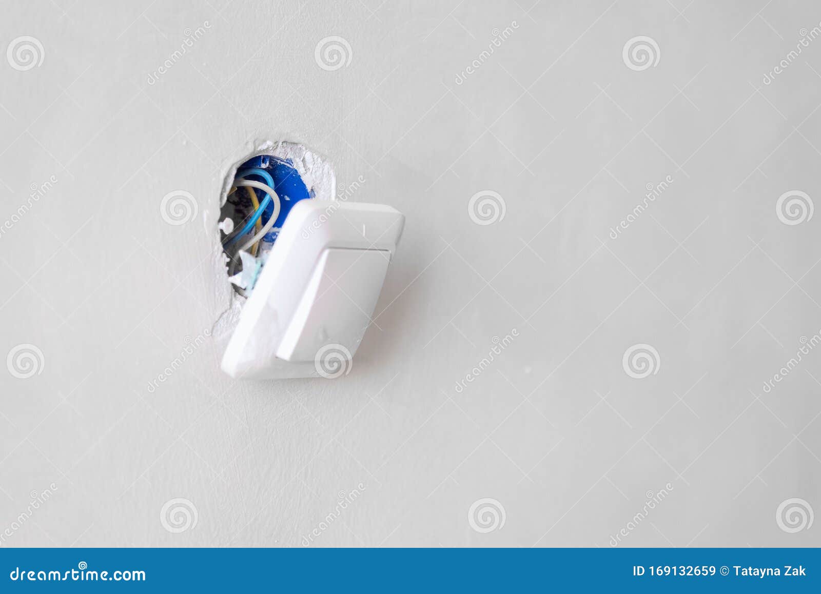 A Broken Electric Switch on a White Wall Stock Image - Image of dirty ...