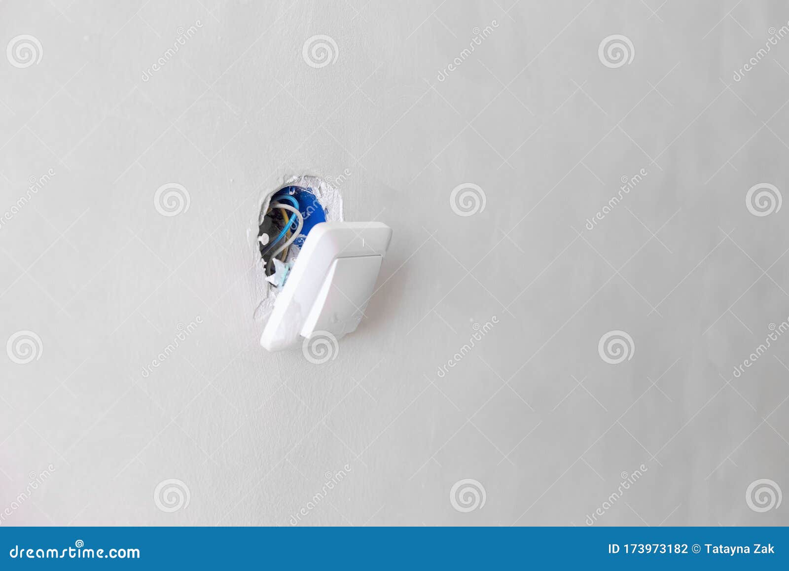 A Broken Electric Switch on a White Wall Stock Photo - Image of retro ...