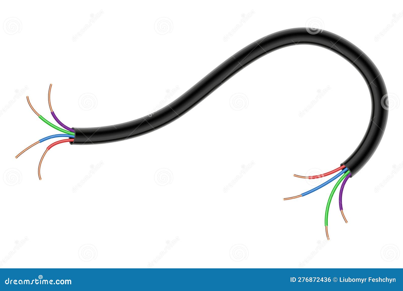 Broken Electrical Copper Wire or Cord. Damaged Electric Power Cable ...