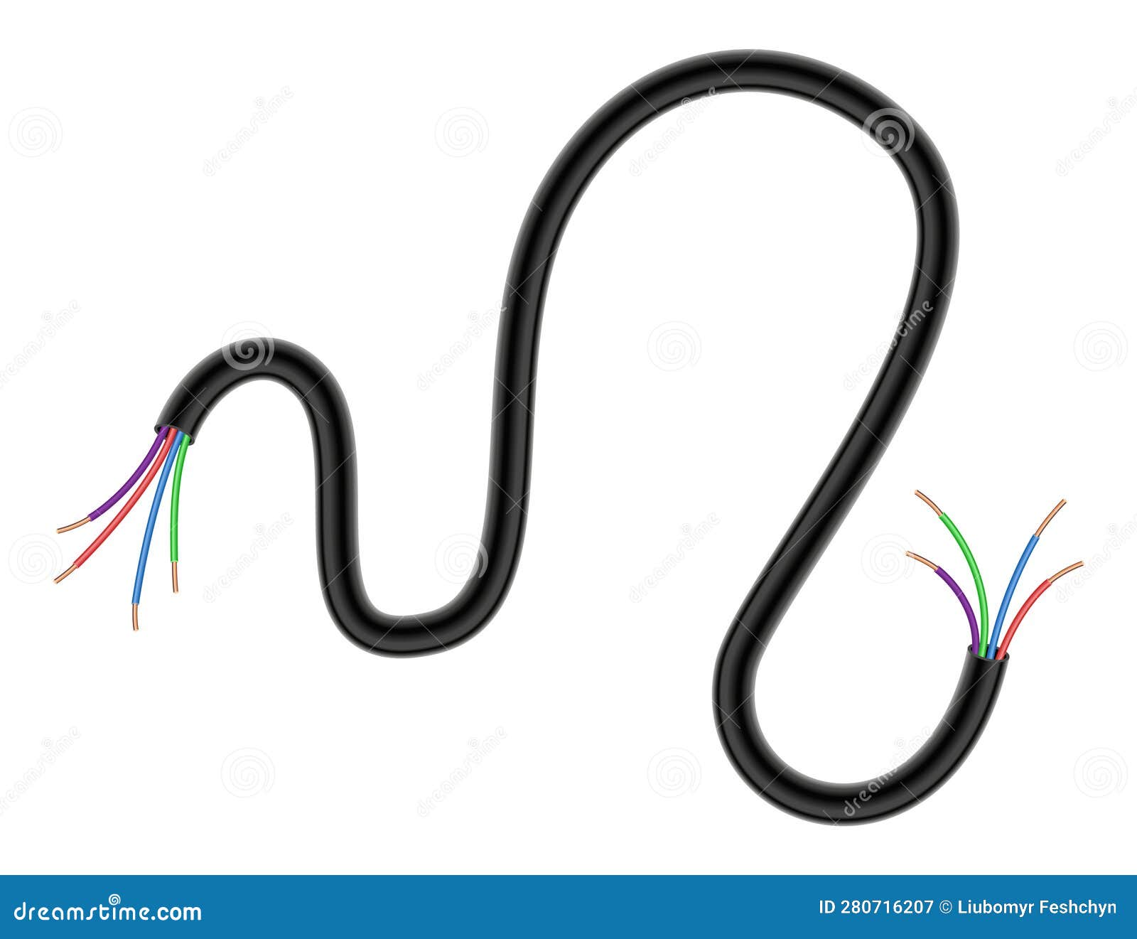 Broken Electrical Copper Wire or Cord. Damaged Electric Power Cable ...