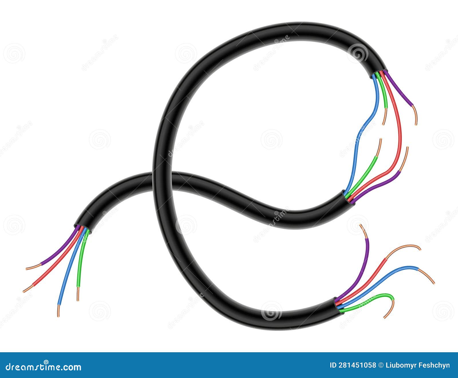 Broken Electrical Copper Wire or Cord. Damaged Electric Power Cable ...