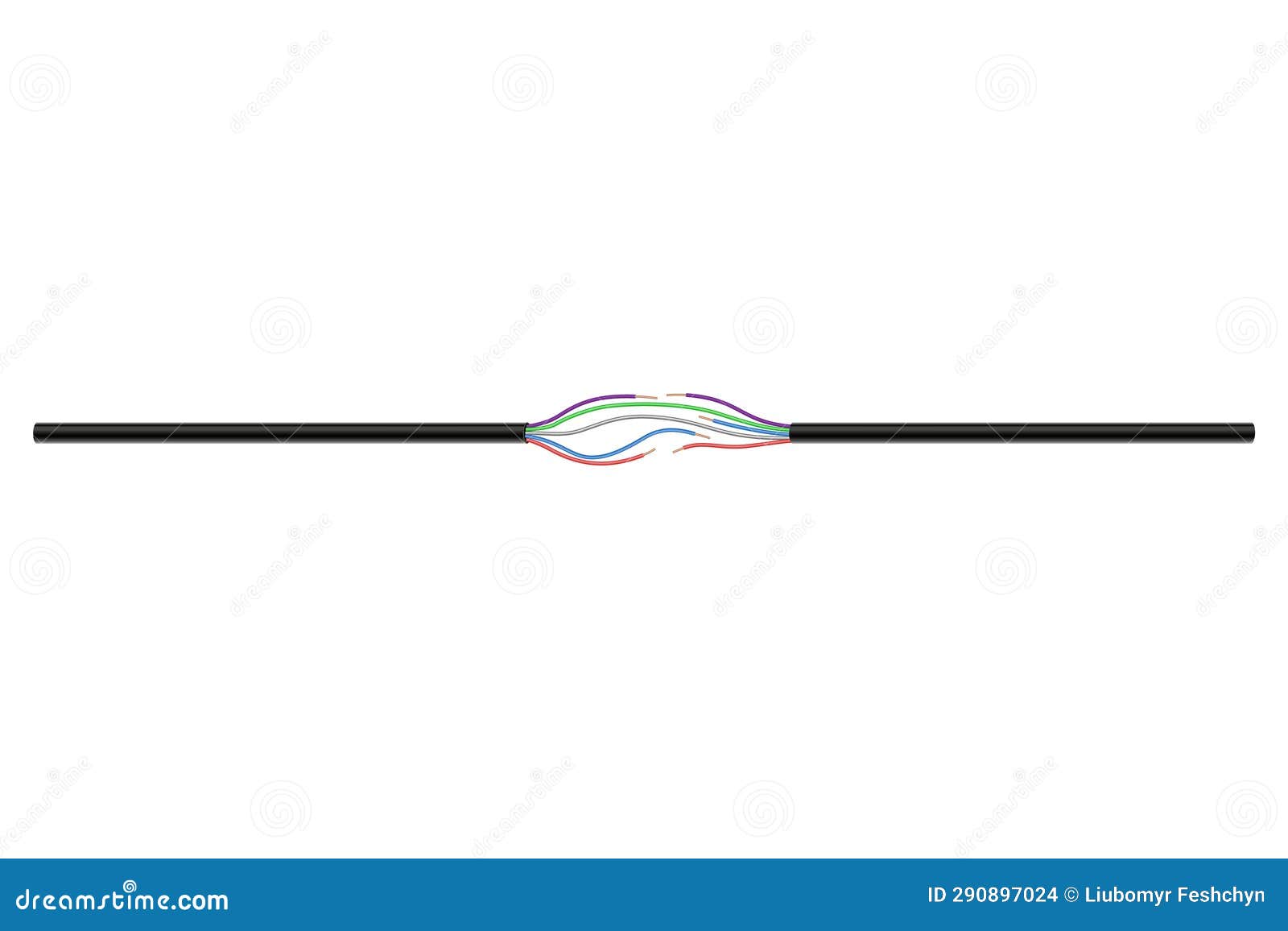 Broken Electrical Copper Wire or Cord. Damaged Electric Power Cable ...