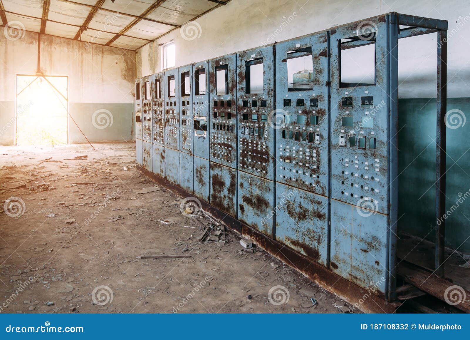 Broken Electrical Switchgear Cabinets with Control Panels in Abandoned ...