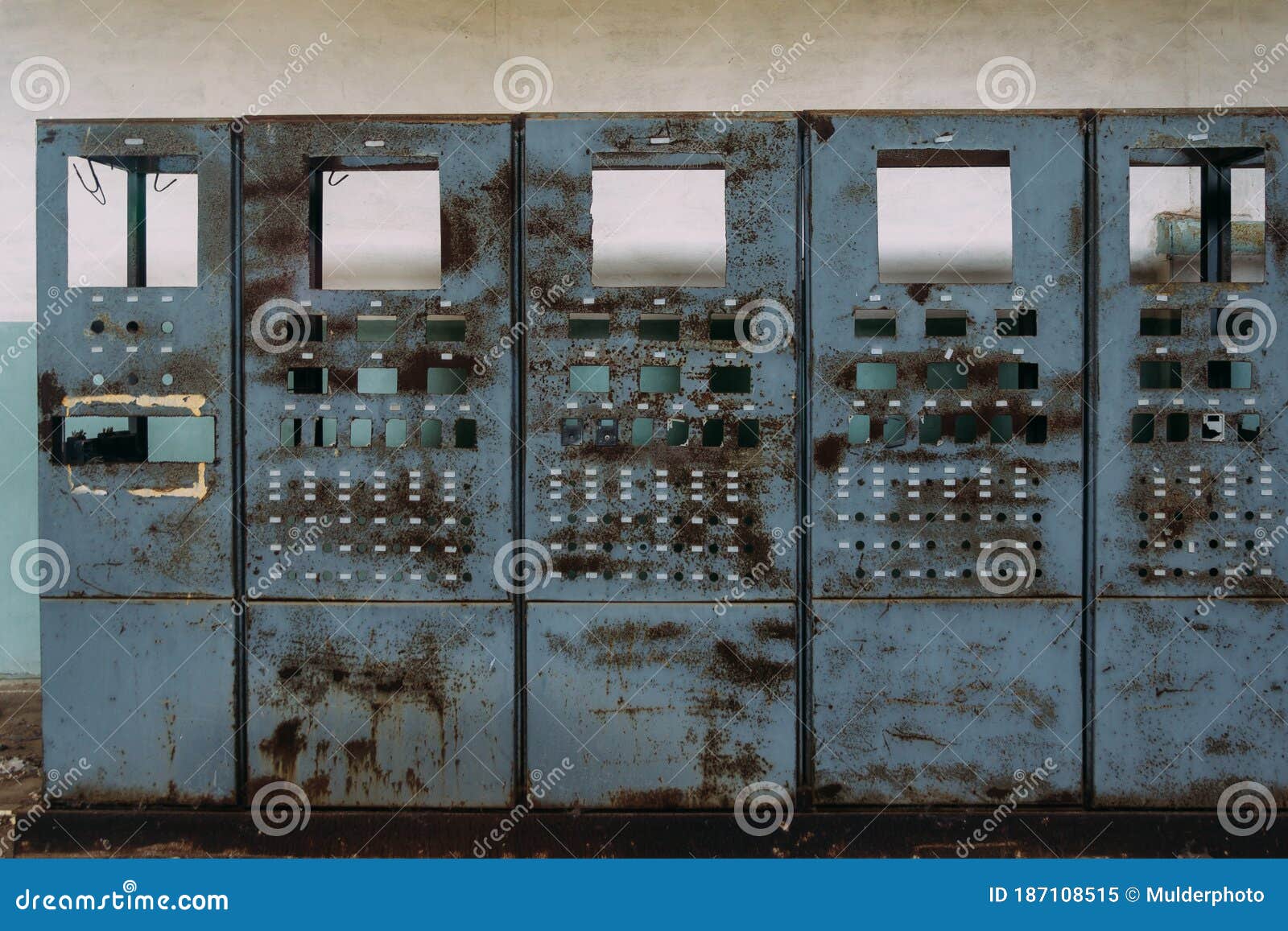 Broken Electrical Switchgear Cabinets with Control Panels in Abandoned ...