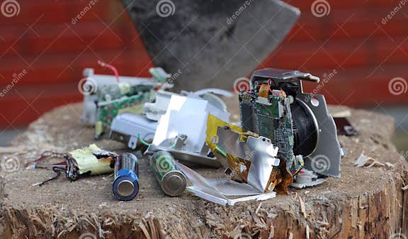 Broken Electronics. Photo Camera Destroyed Stock Photo - Image of ...