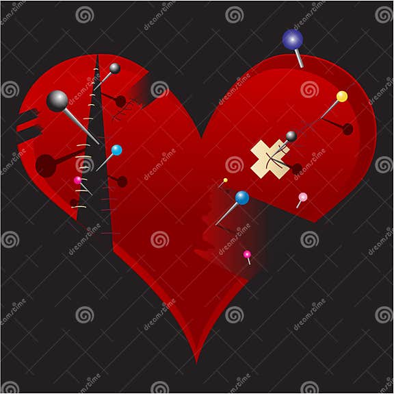 Broken Emo Heart Illustration Stock Vector - Illustration of scroll ...