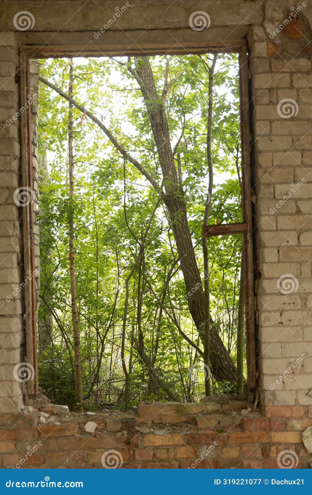 A Broken, Empty Window of Building Ruins from Soviet Times. Stock Image ...