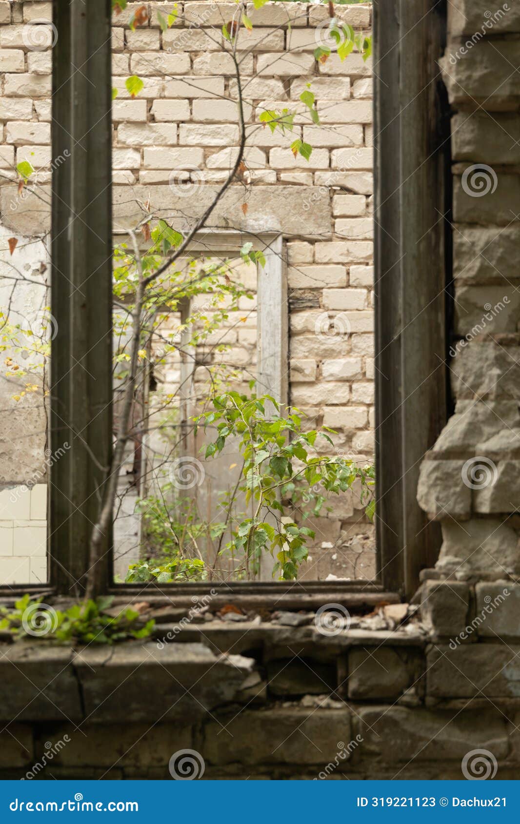 A Broken, Empty Window of Building Ruins from Soviet Times. Stock Image ...