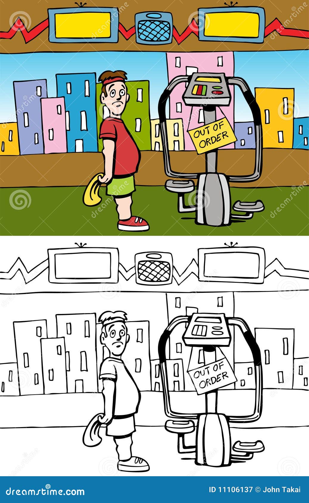 Broken Equipment at Gym stock vector. Illustration of mill - 11106137