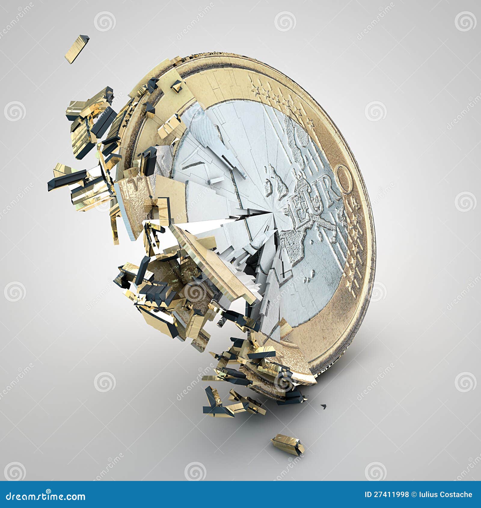 Broken euro coin stock illustration. Illustration of union - 27411998