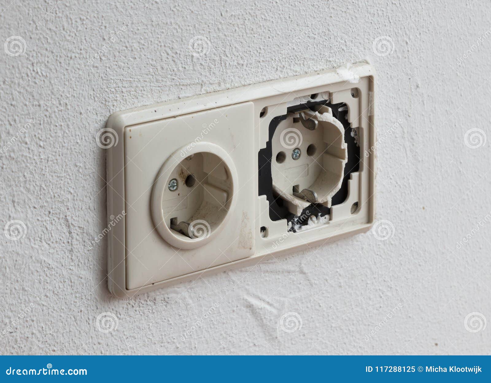 Broken European Power Socket Stock Image - Image of source, cable ...