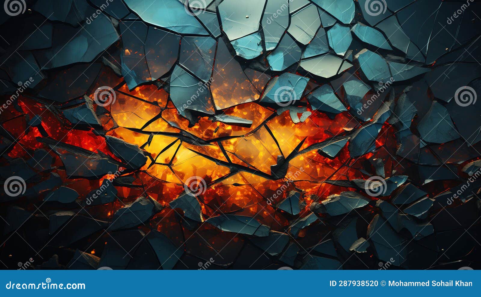Broken Exploded Glass Shattered Creative Background AI Generative Stock ...