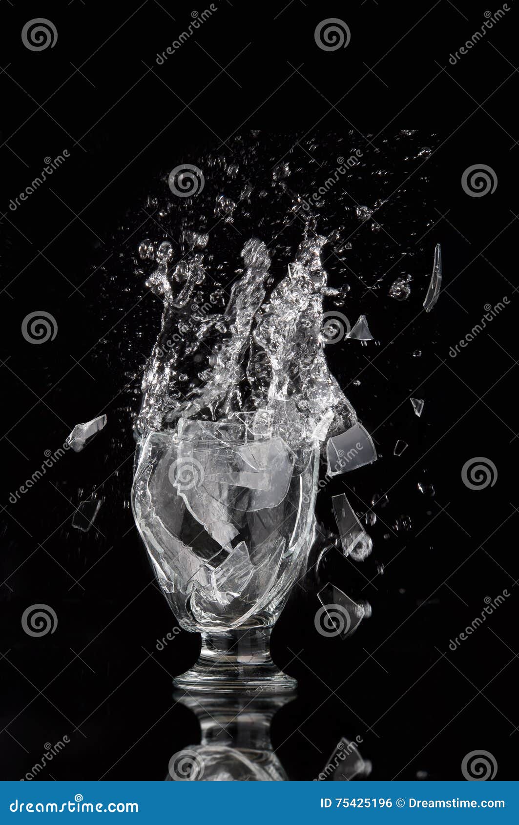 Broken and explosive glass stock photo. Image of drink - 75425196
