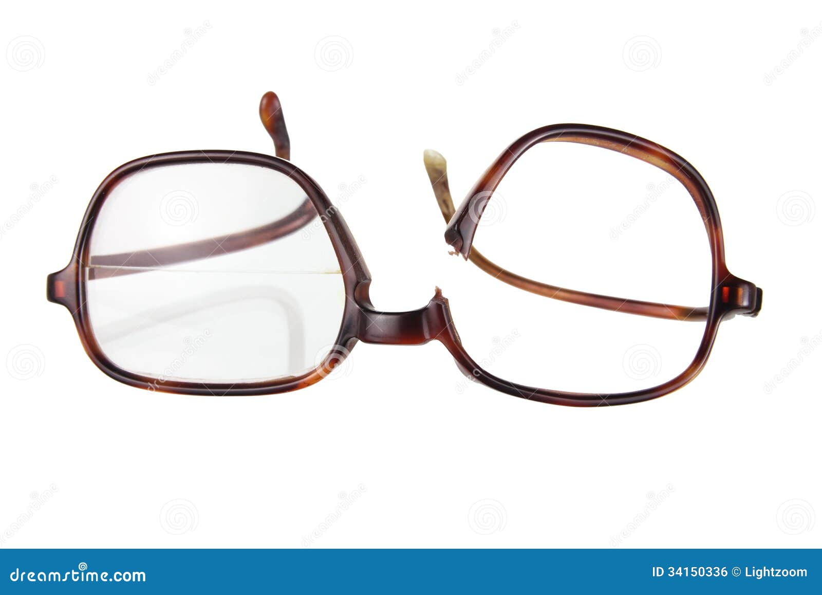 Broken Eyeglasses Lying On The Sidewalk. Shattered Lenses Royalty-Free ...