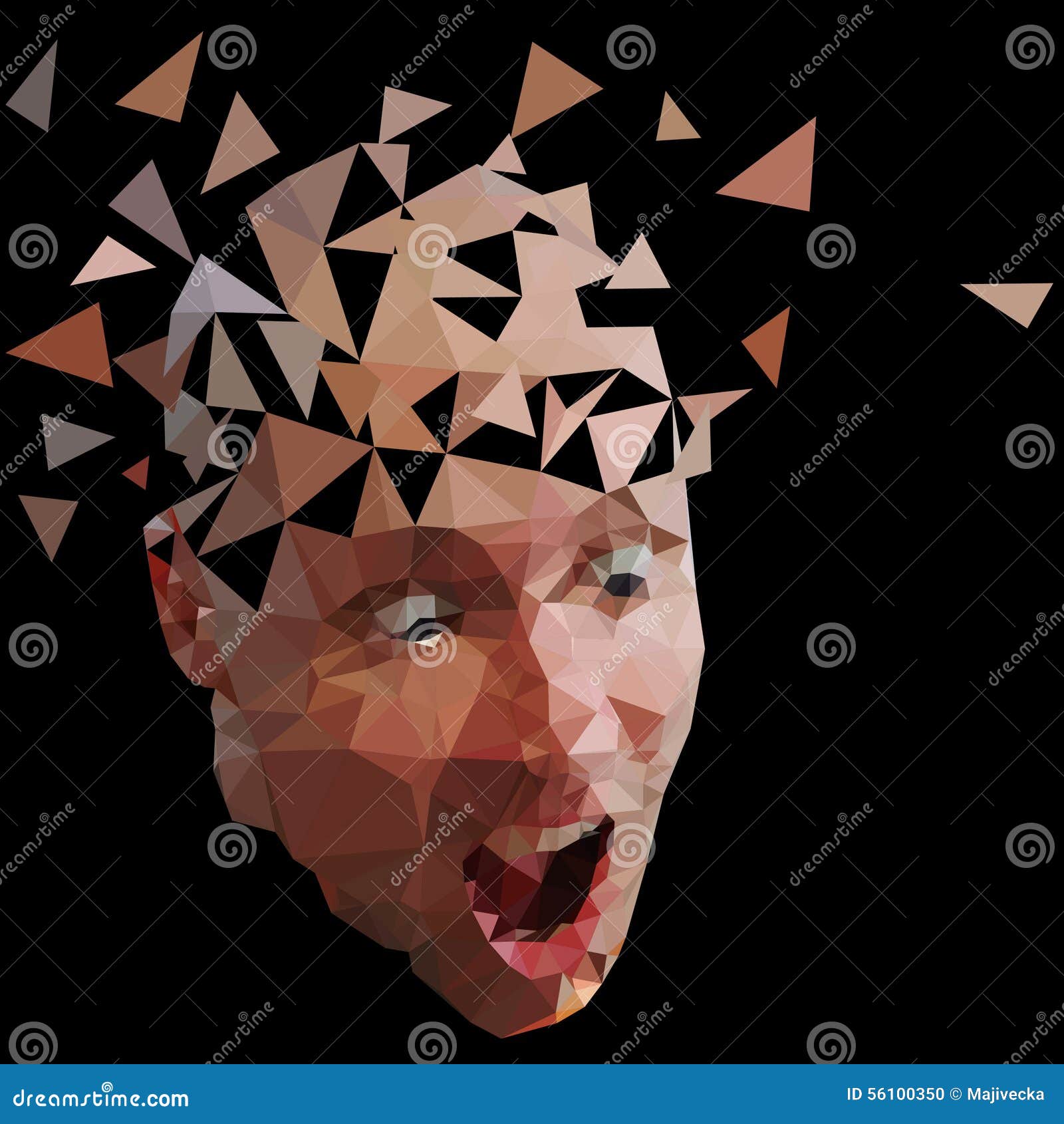 Broken face stock vector. Illustration of modern, triangle - 56100350