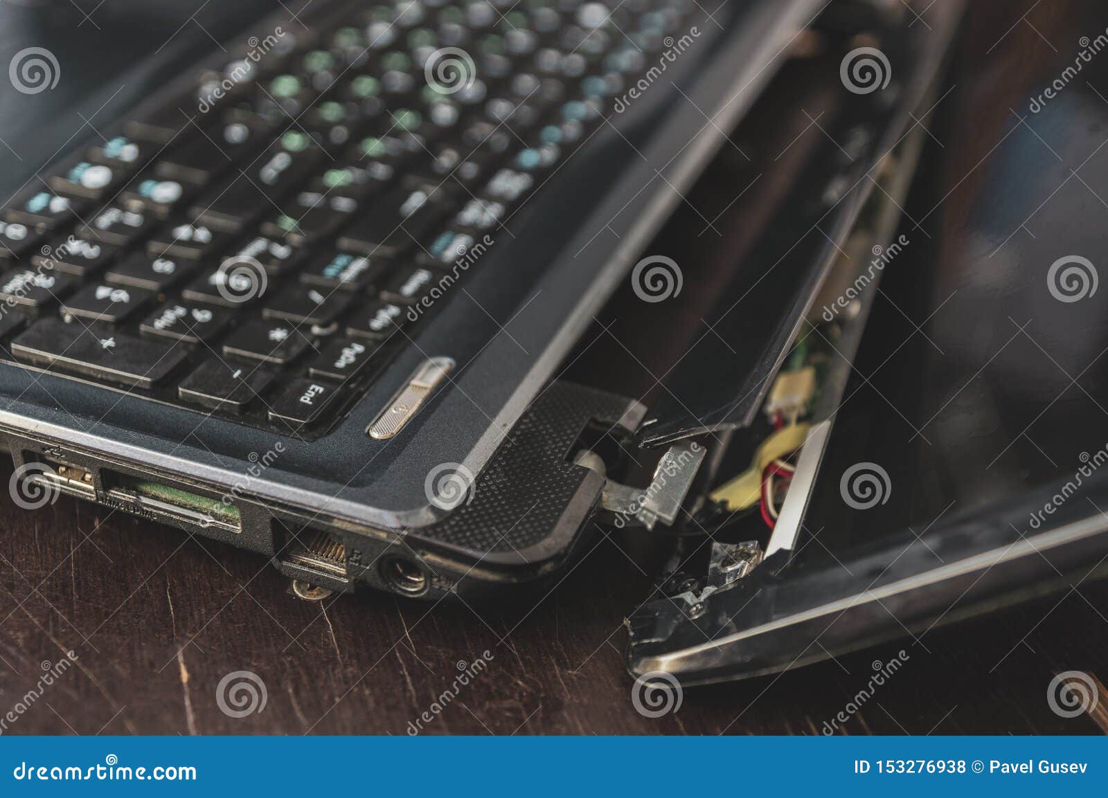 Broken and Fallen Laptop, Defective Laptop Stock Photo - Image of black ...