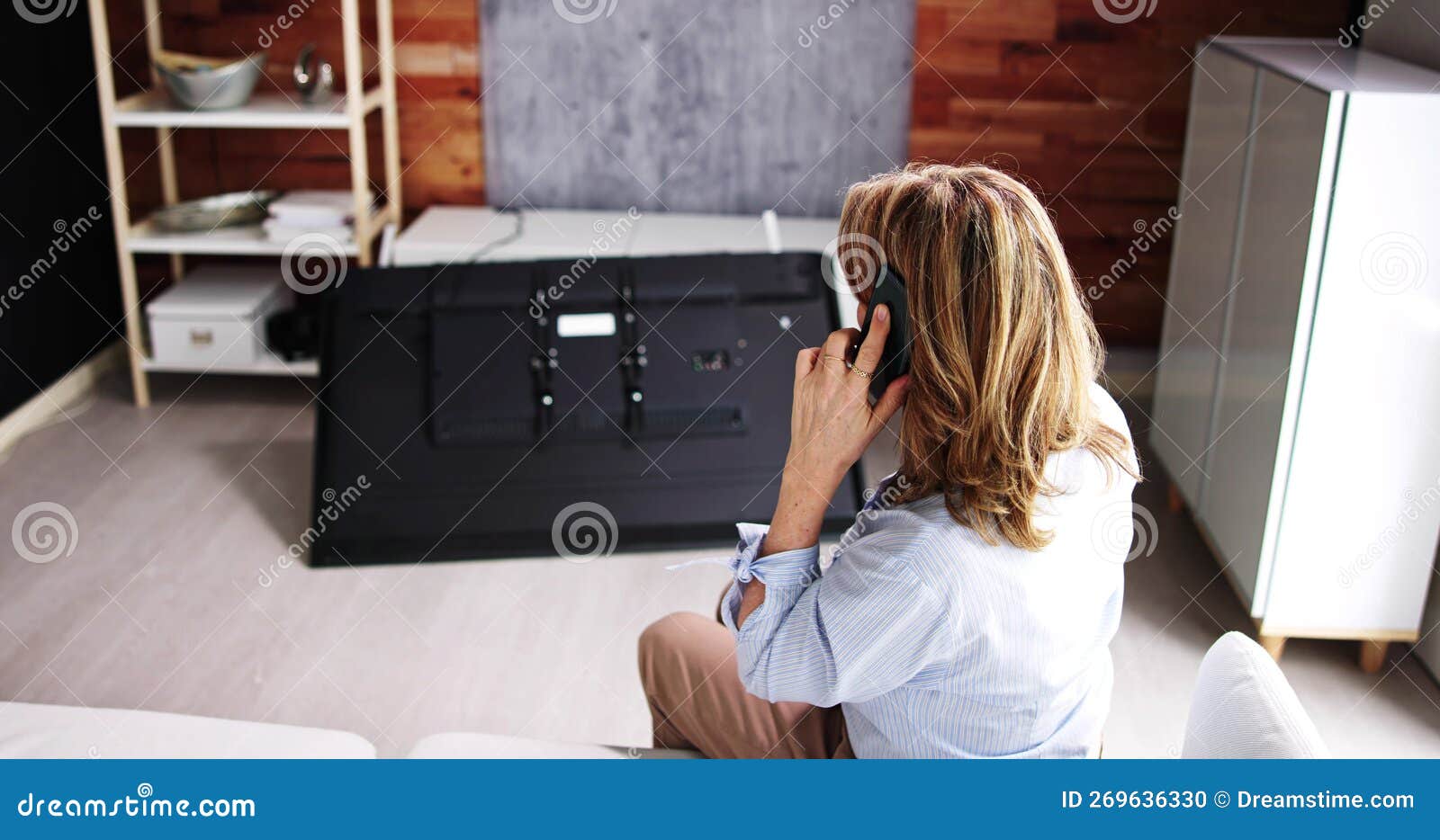 Broken Fallen TV stock photo. Image of accident, mistake - 269636330