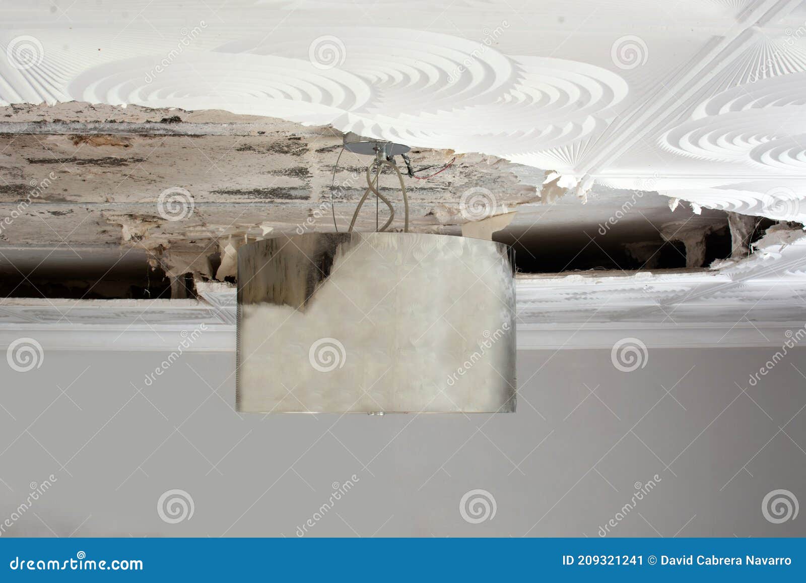 Broken False Ceiling at Home Stock Image - Image of cement, white ...