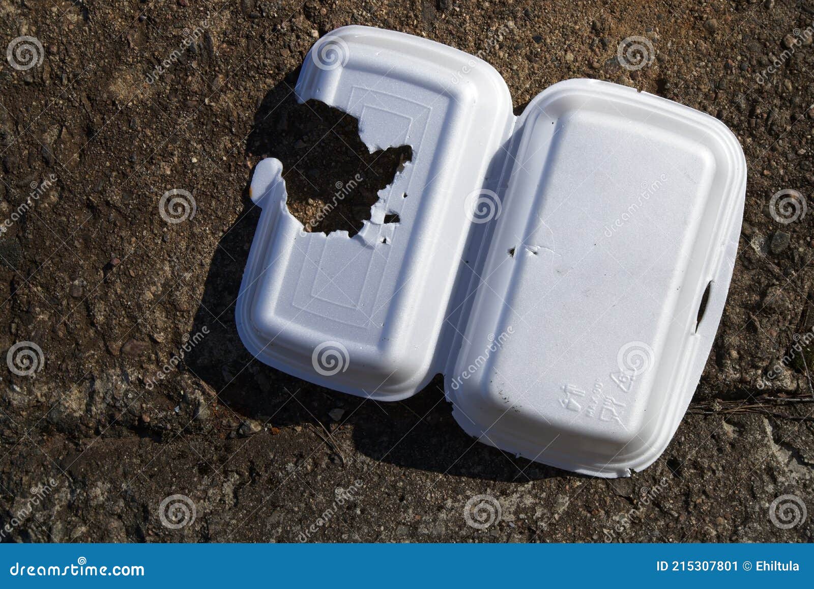 Broken Fast Food Polystyrene Box on Ground Outdoors Stock Image - Image ...