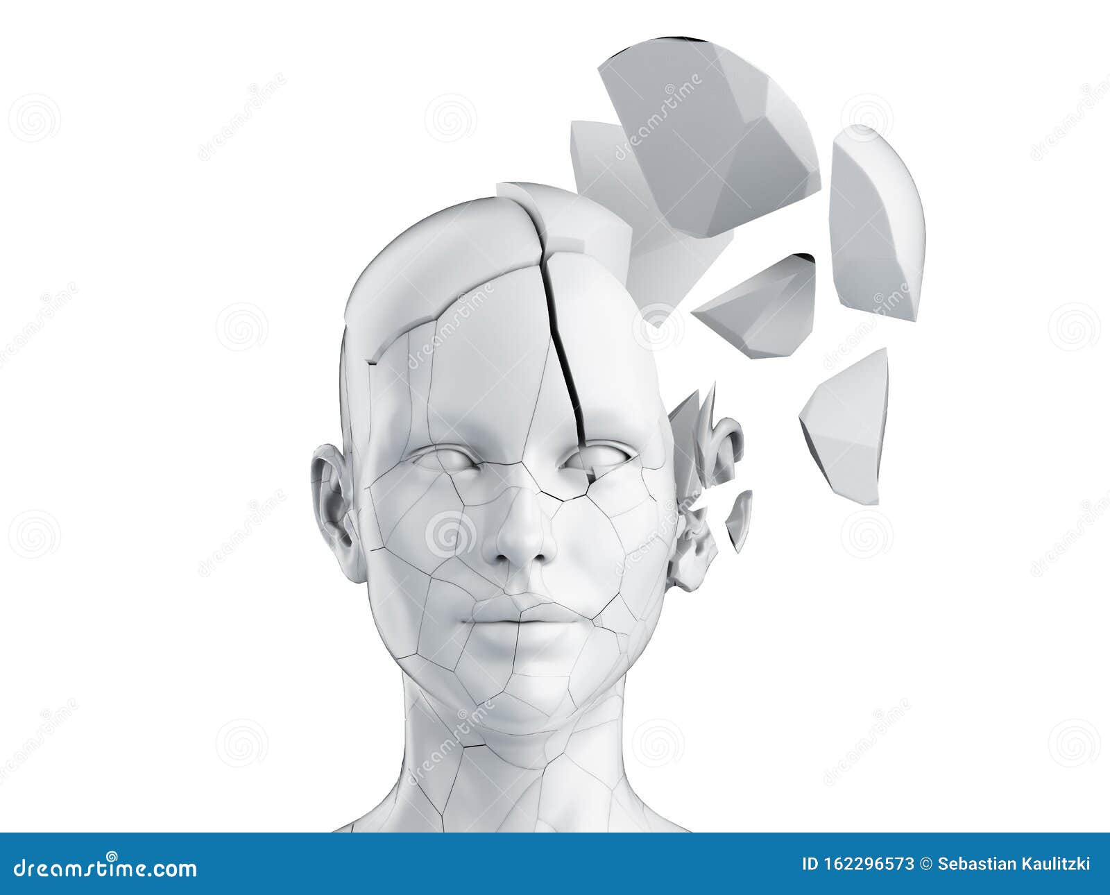A broken female head stock illustration. Illustration of cracked ...