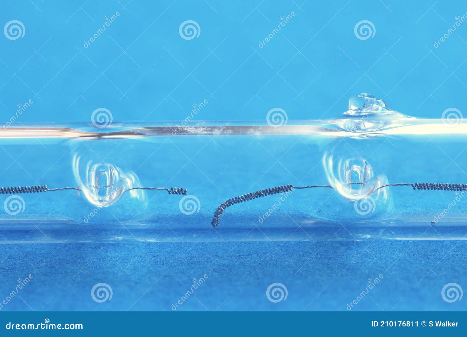 Broken Filament in Linear Halogen Light Bulb. Close Up. Stock Image ...