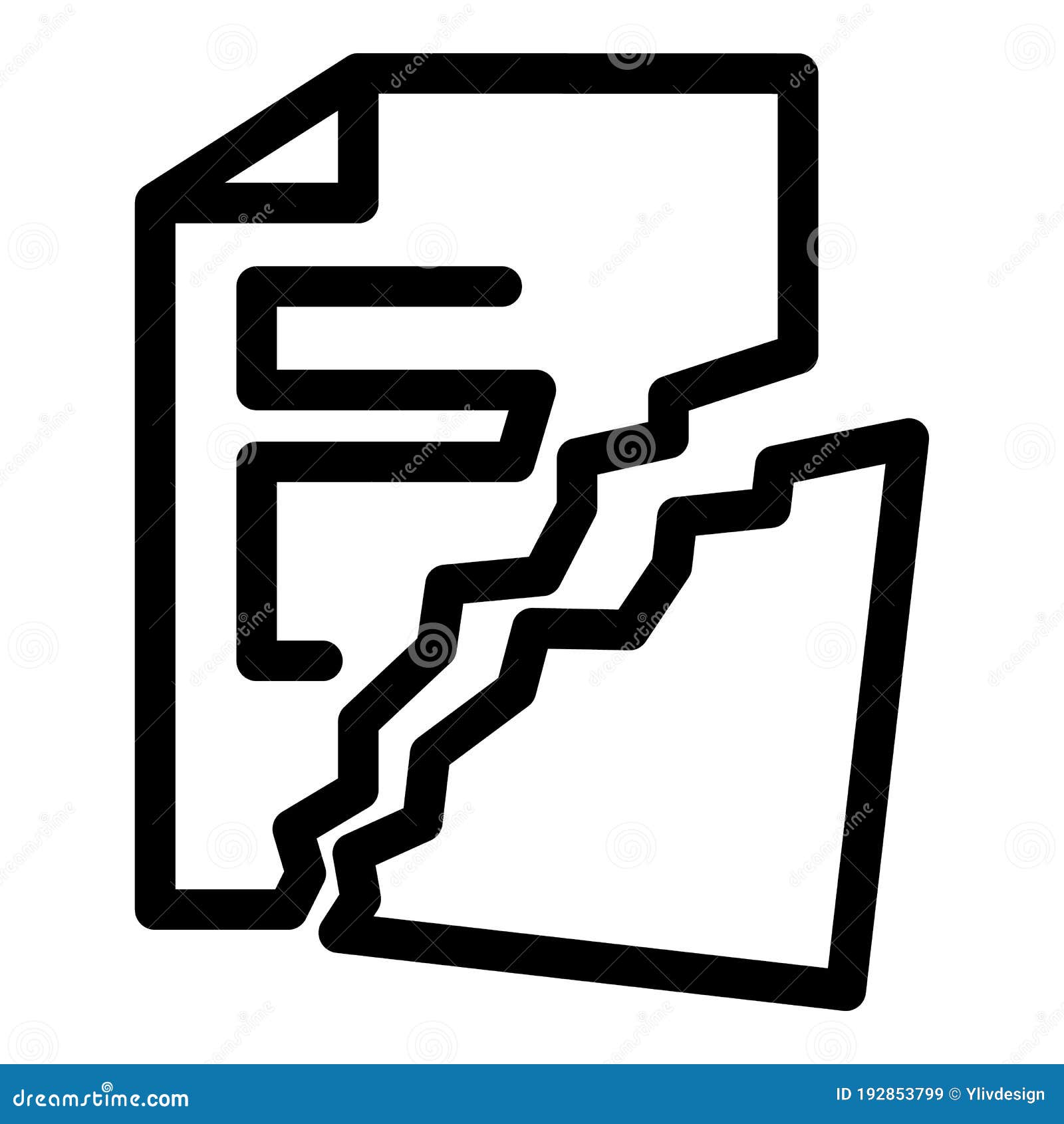 Broken File Icon, Outline Style Stock Vector - Illustration of icon ...