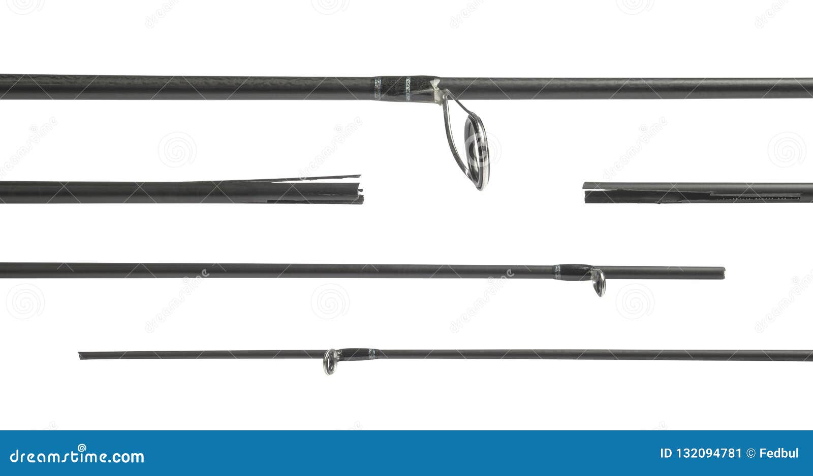 Broken Fishing Rod Isolated on White Background Stock Image - Image of ...