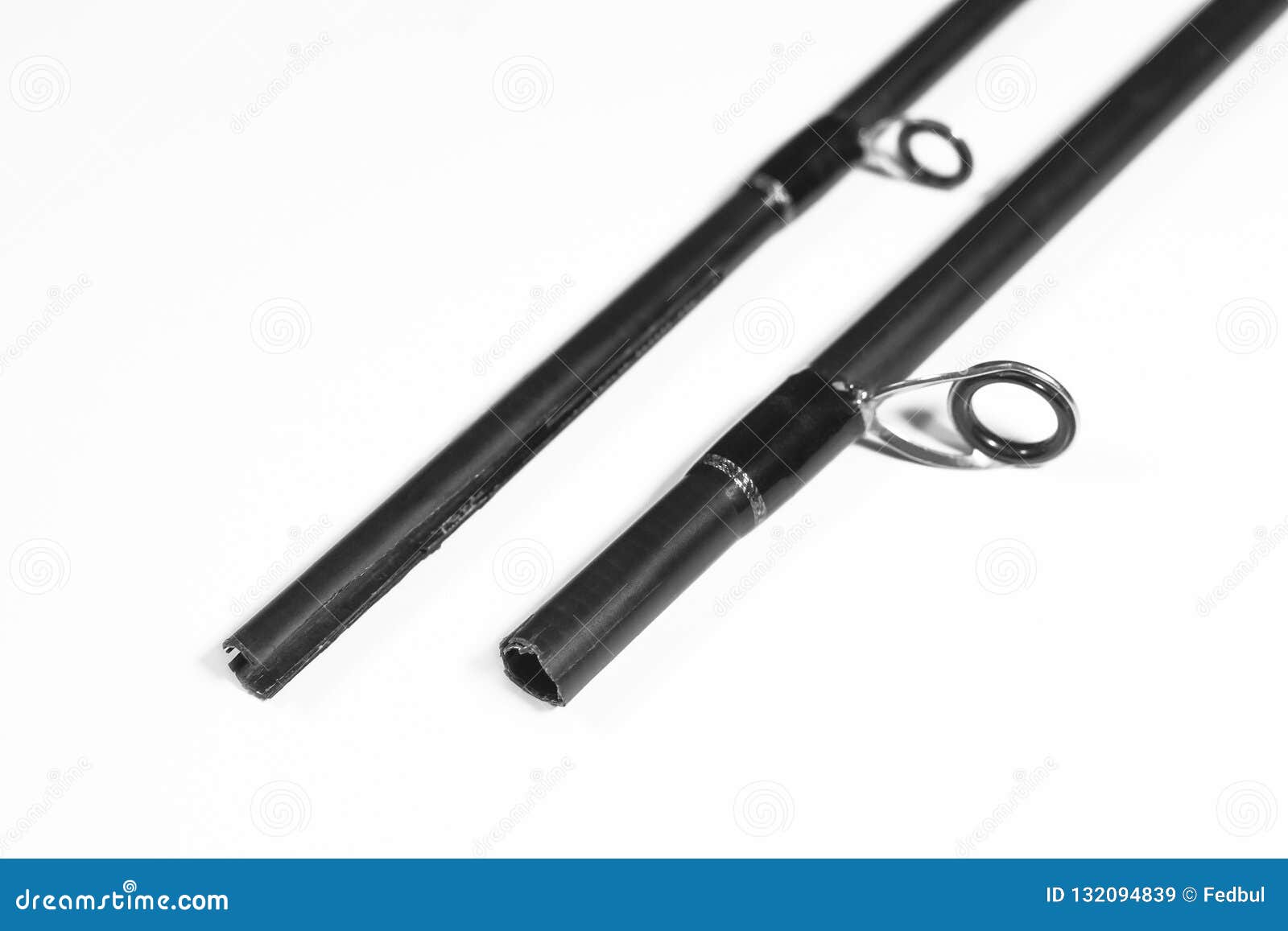 Broken Fishing Rod Isolated on White Background Stock Image - Image of ...