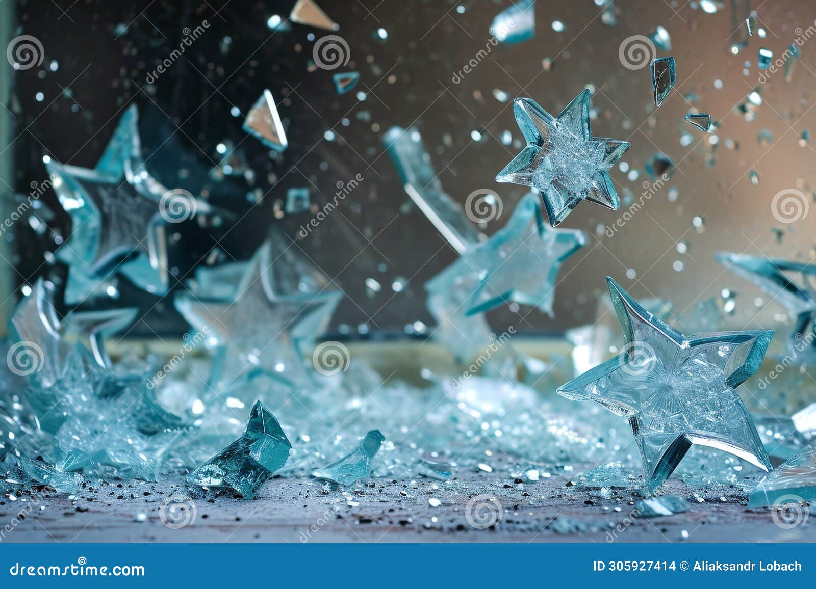 Broken Flying Glass. Glass in Space Stock Illustration - Illustration ...