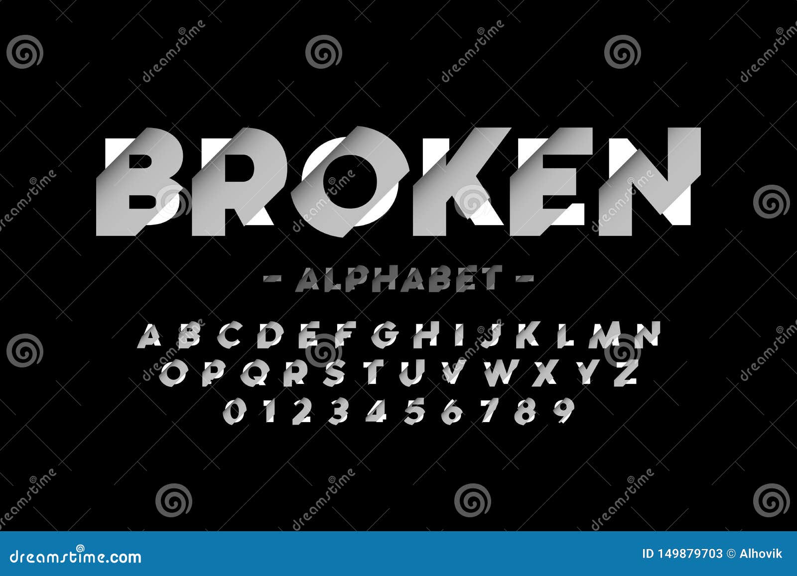 Broken font design stock vector. Illustration of cracked - 149879703