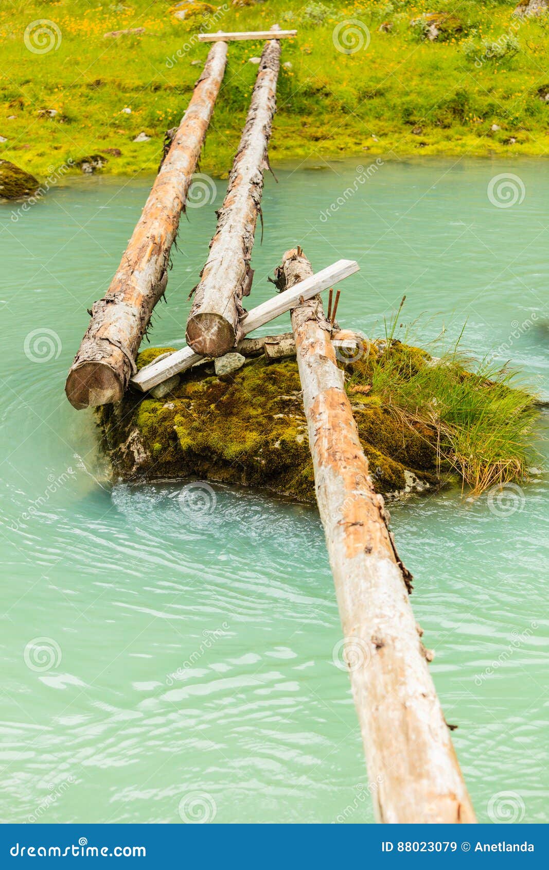 Broken Footbridge on River Stream Stock Image - Image of summer, stream ...