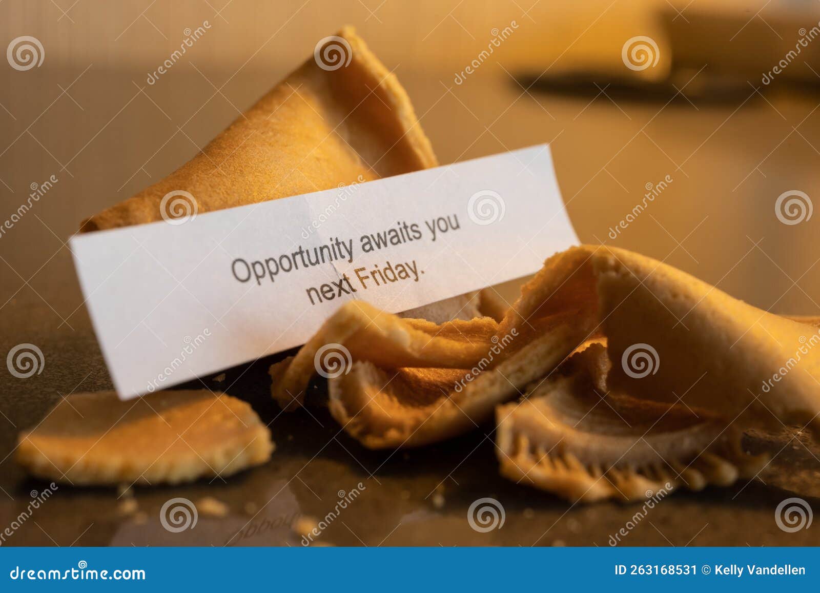 Broken Fortune Cookie with Fortune Sitting Open Stock Image - Image of ...