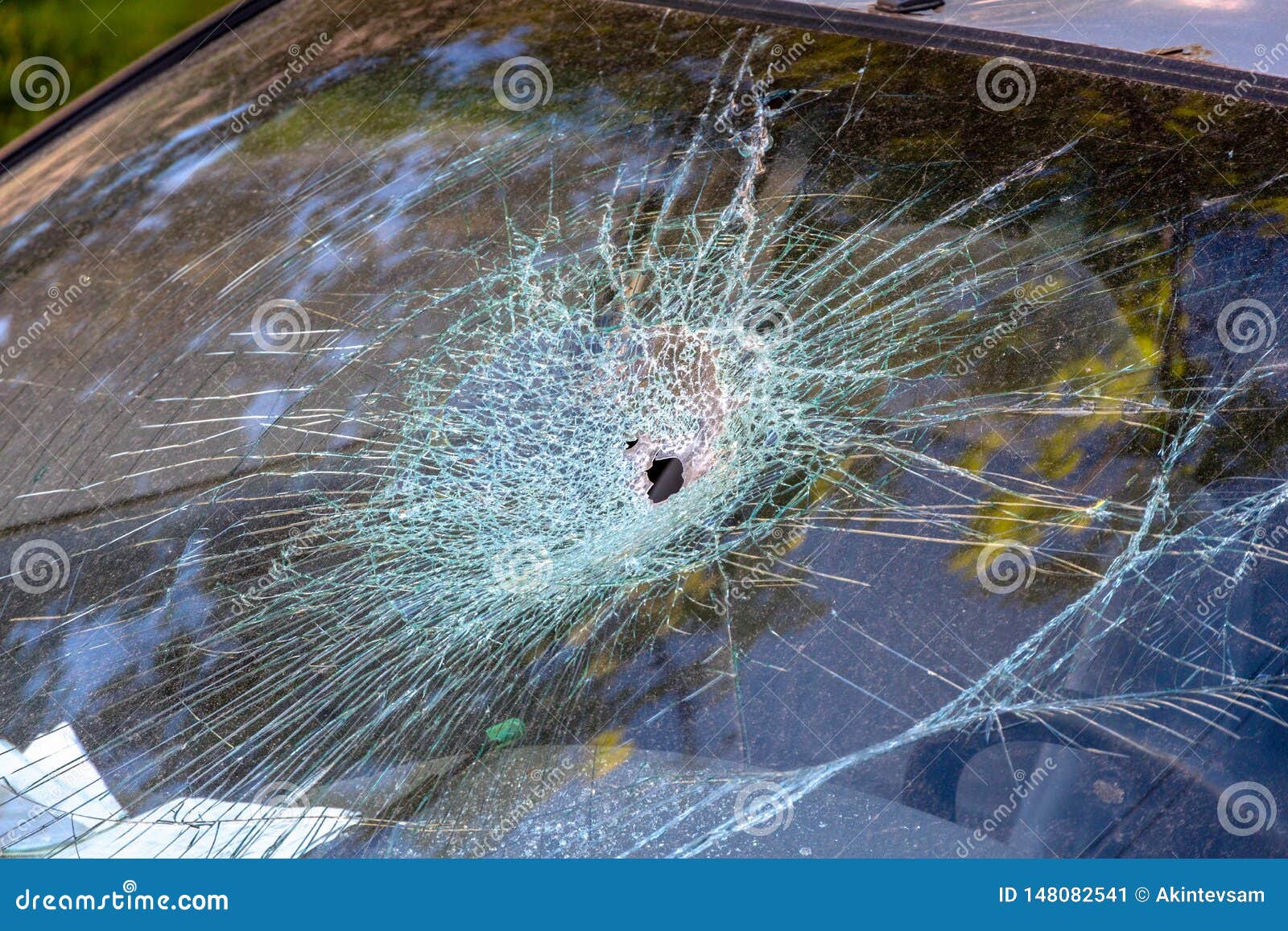 Broken White Car Window
