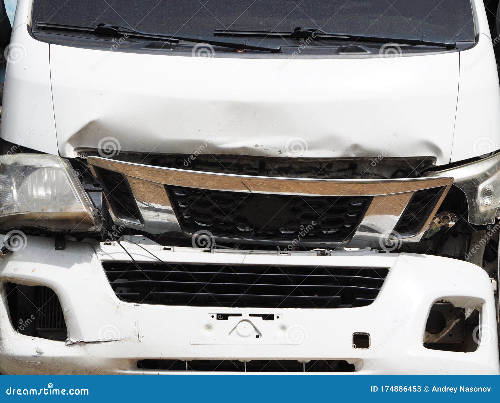 Broken in Front of a Minibus. Stock Image - Image of injury, transport ...