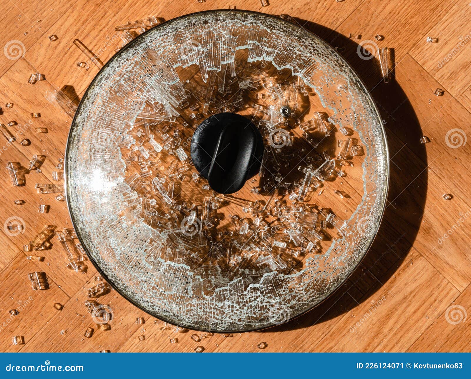 Broken Frying Pan Lid Falling To the Floor. Stock Image - Image of help ...
