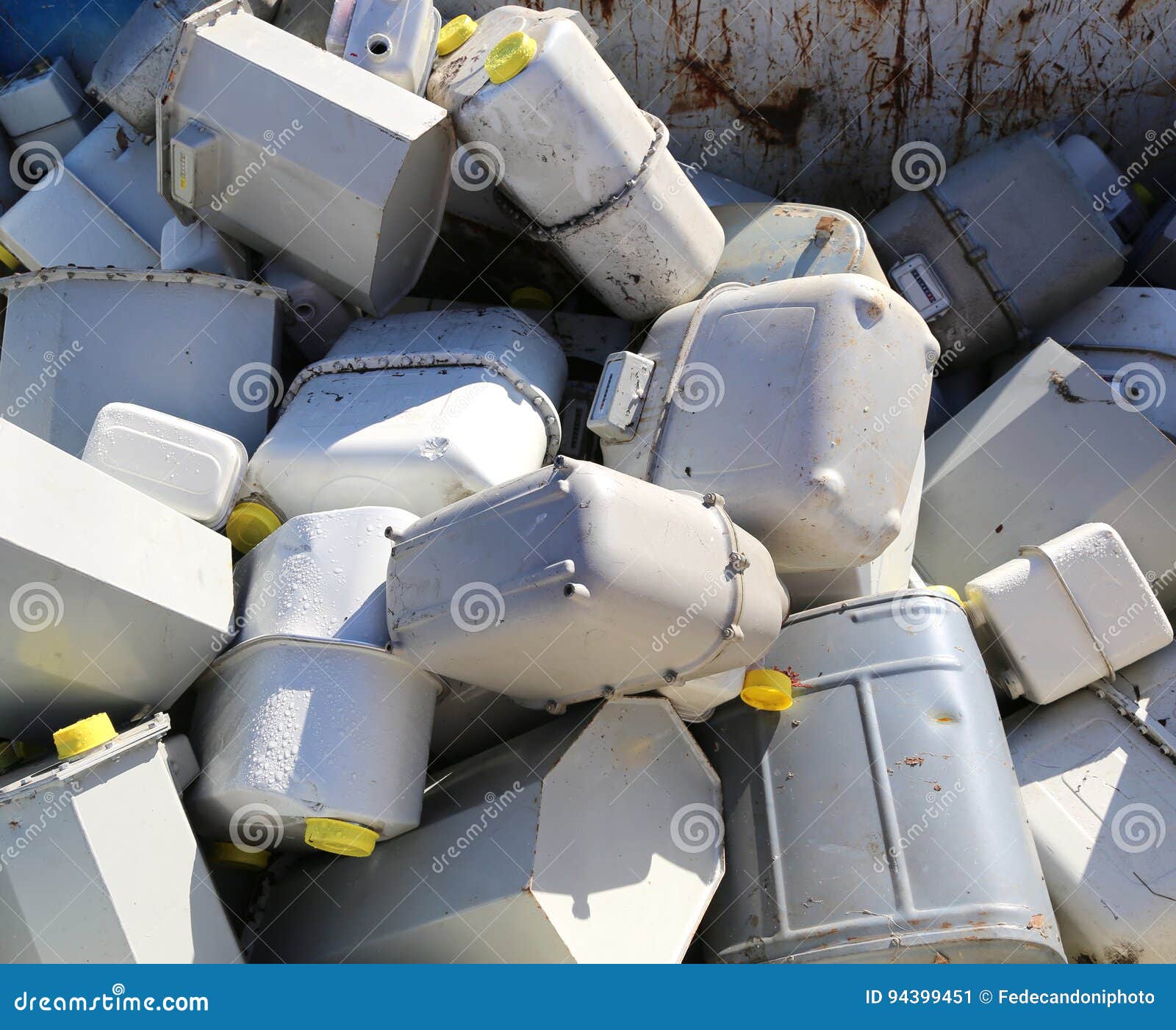 Broken Gas Meters in a Recycler Container in the Storage of Poll Stock ...