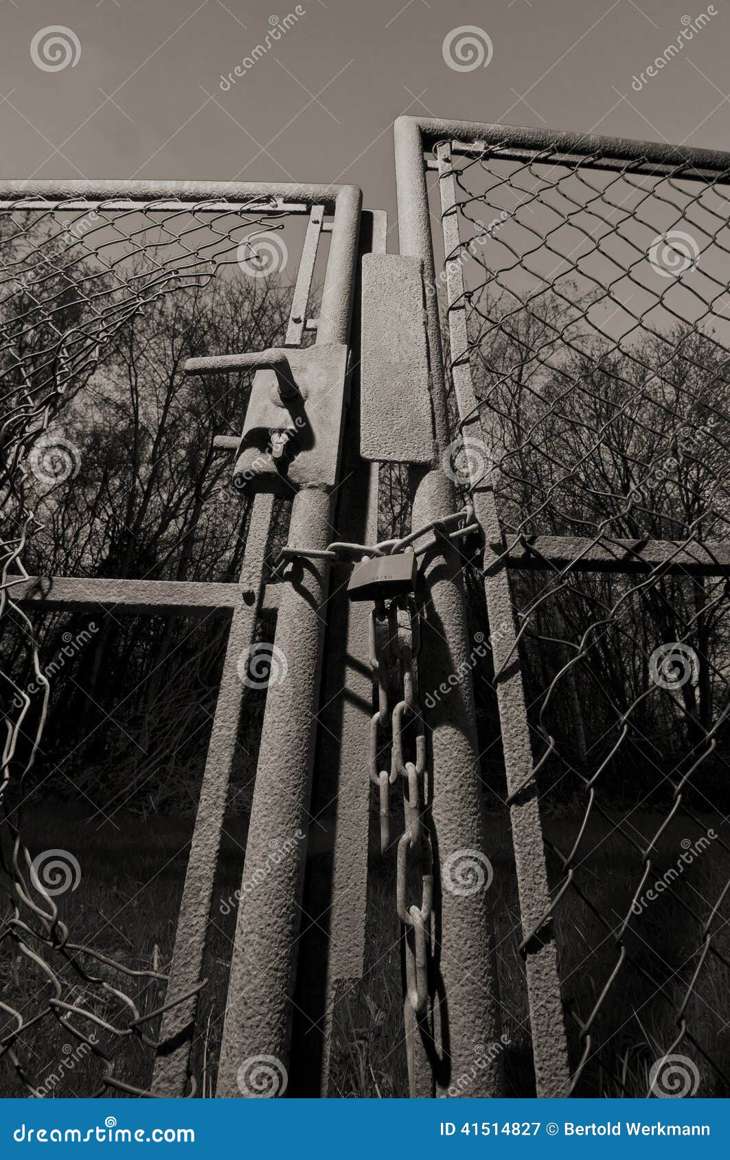 Broken Gate in Black and White Stock Image - Image of enclose, burglary ...