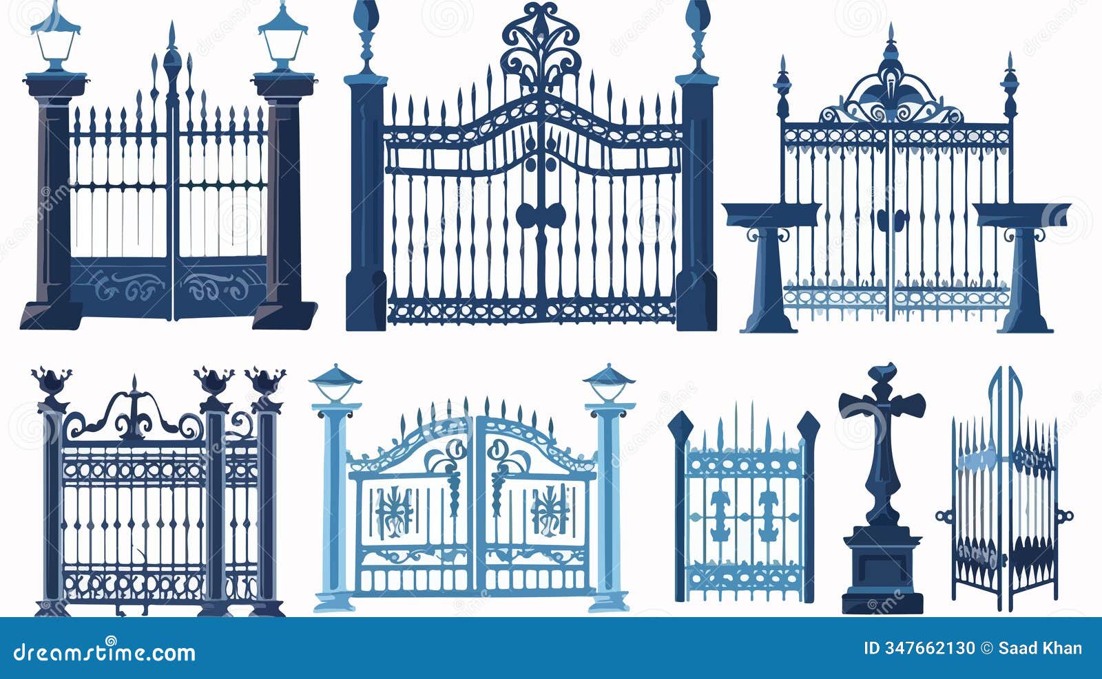 Broken Gates Set Isolated on White Background - Professional Quality ...