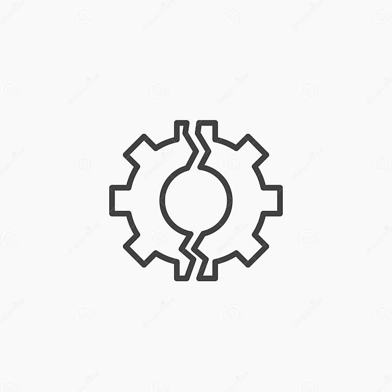 Broken gear icon vector stock vector. Illustration of logo - 348311168