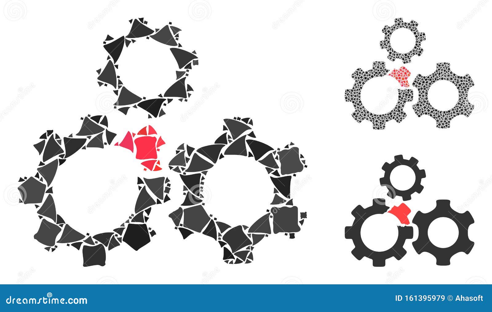 Broken Gear Mechanism Composition Icon of Unequal Elements Stock Vector ...